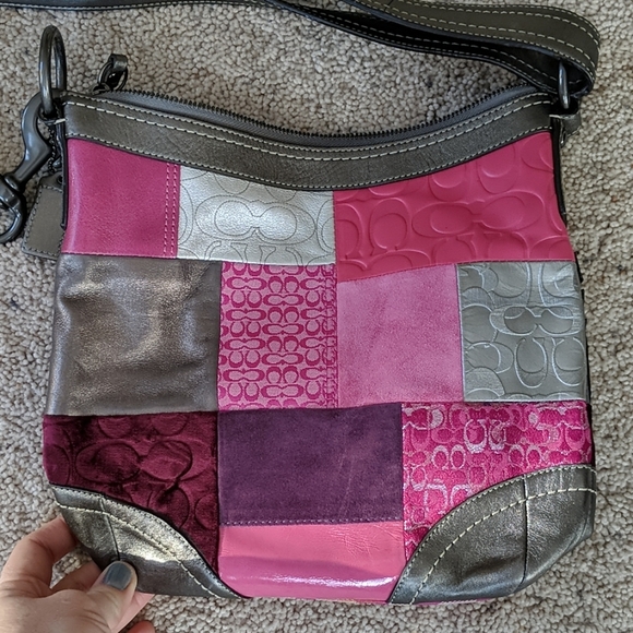 Coach | Bags | Coach Patchwork Purse Silver Pink | Poshmark